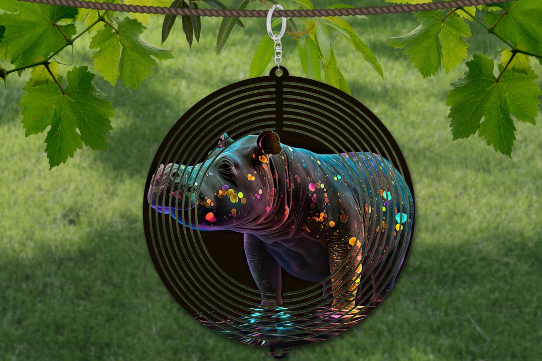 Black Neon Hippo Wind Spinner - Etsy