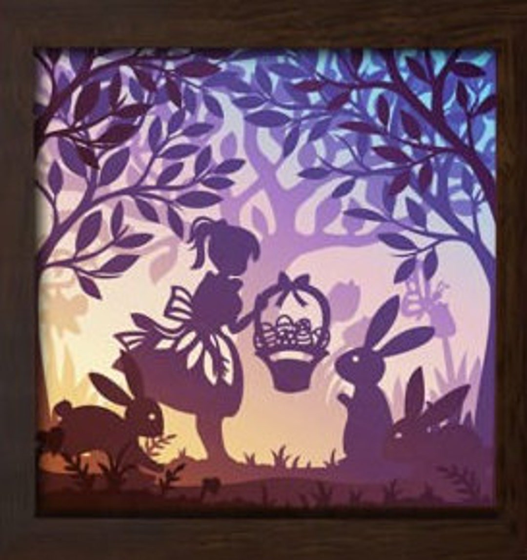 3D Girl and Bunny Framed Shadow Box - Etsy