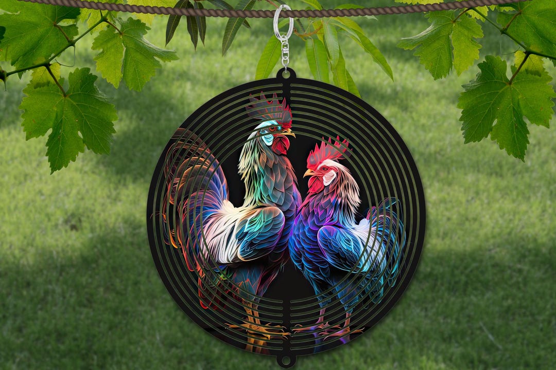 Black Neon Colorful Roosters Wind Spinner - Etsy