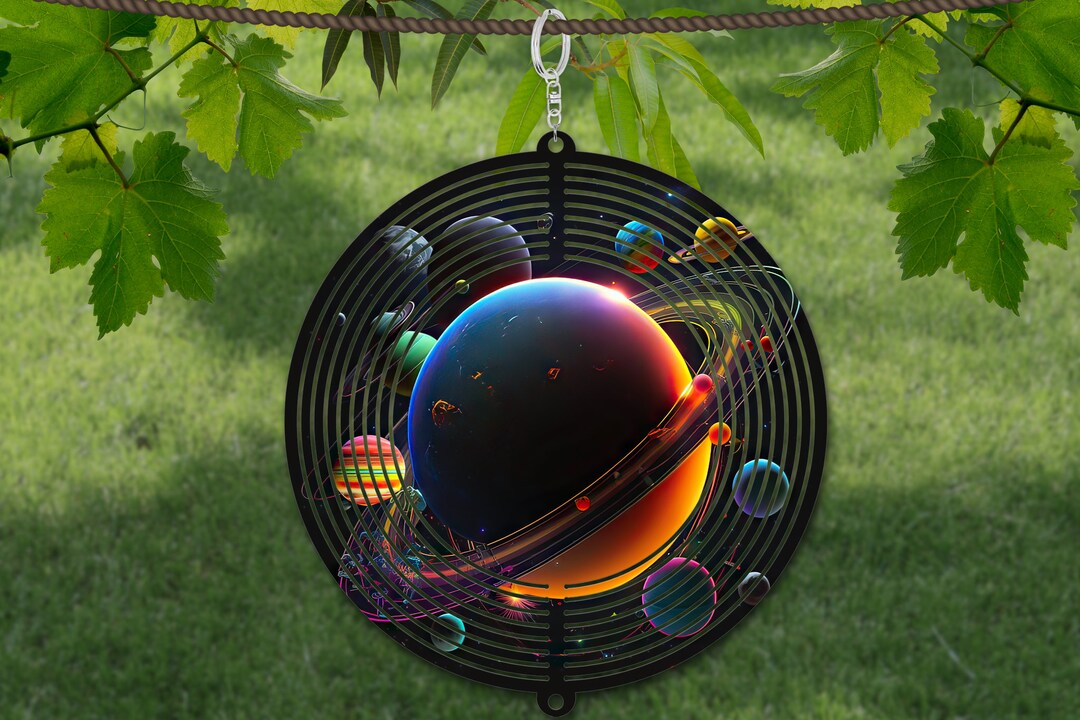 Black Neon Solar System Wind Spinner - Etsy