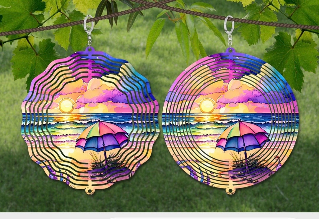 Watercolor Beach Sunset Wind Spinner - Etsy