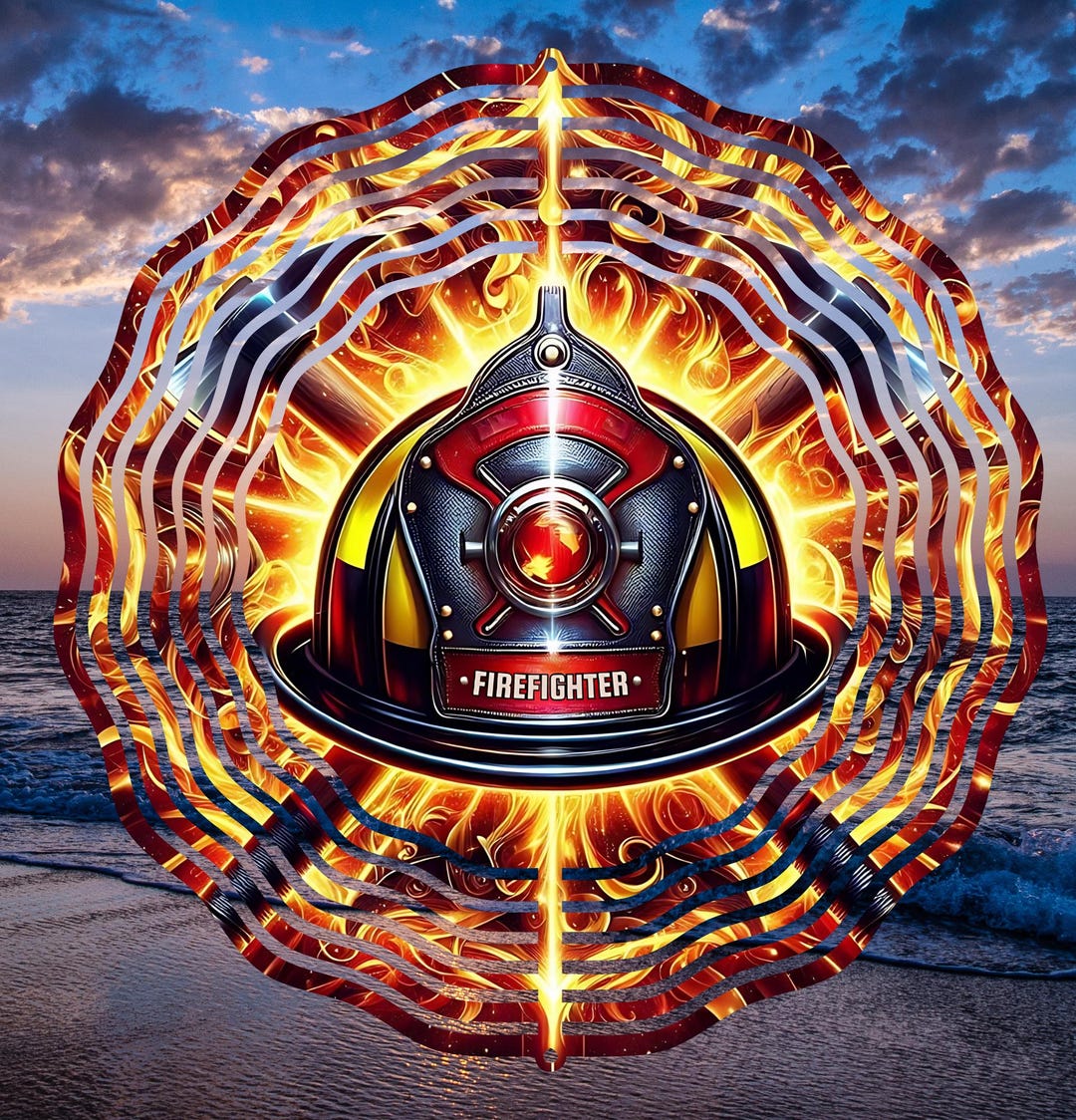 Firefighter Helmet Ablaze Wind Spinner - Etsy