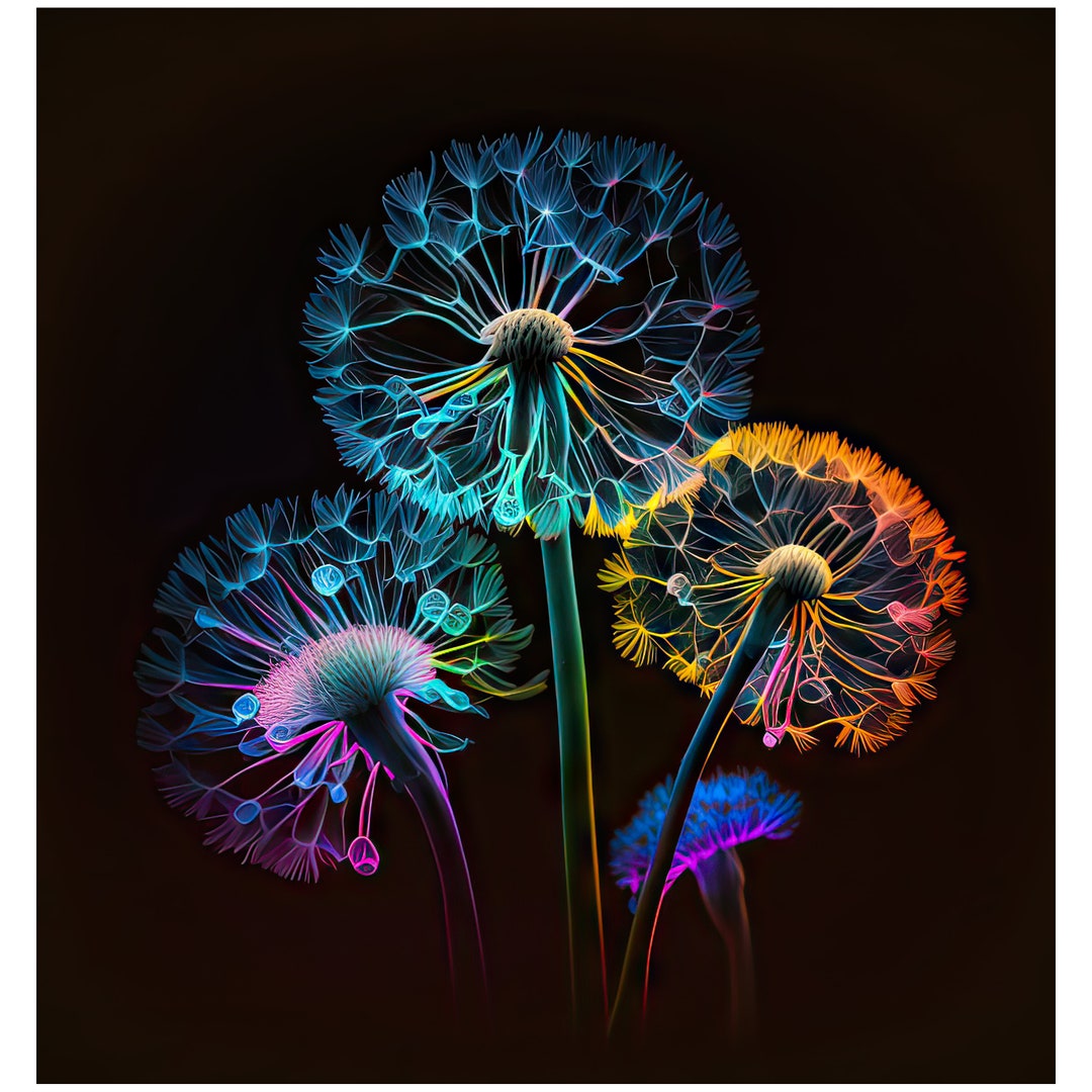 Black Neon Dandelion Wind Spinner - Etsy