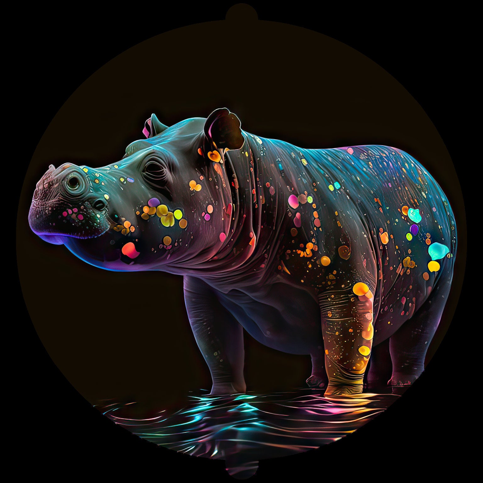 Black Neon Hippo Wind Spinner - Etsy