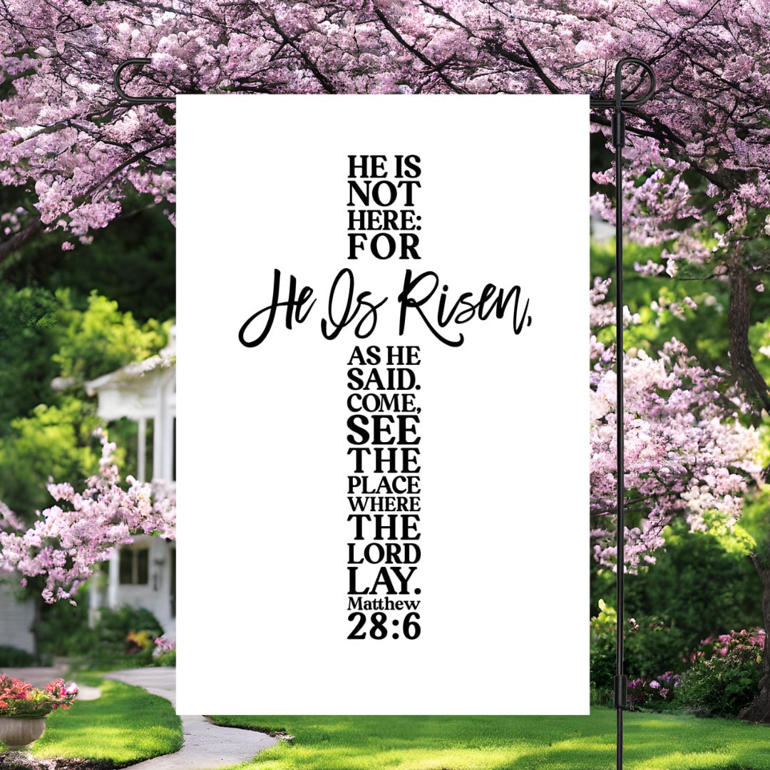 He is Risen Word Art Cross Sublimation Garden Flag - Etsy