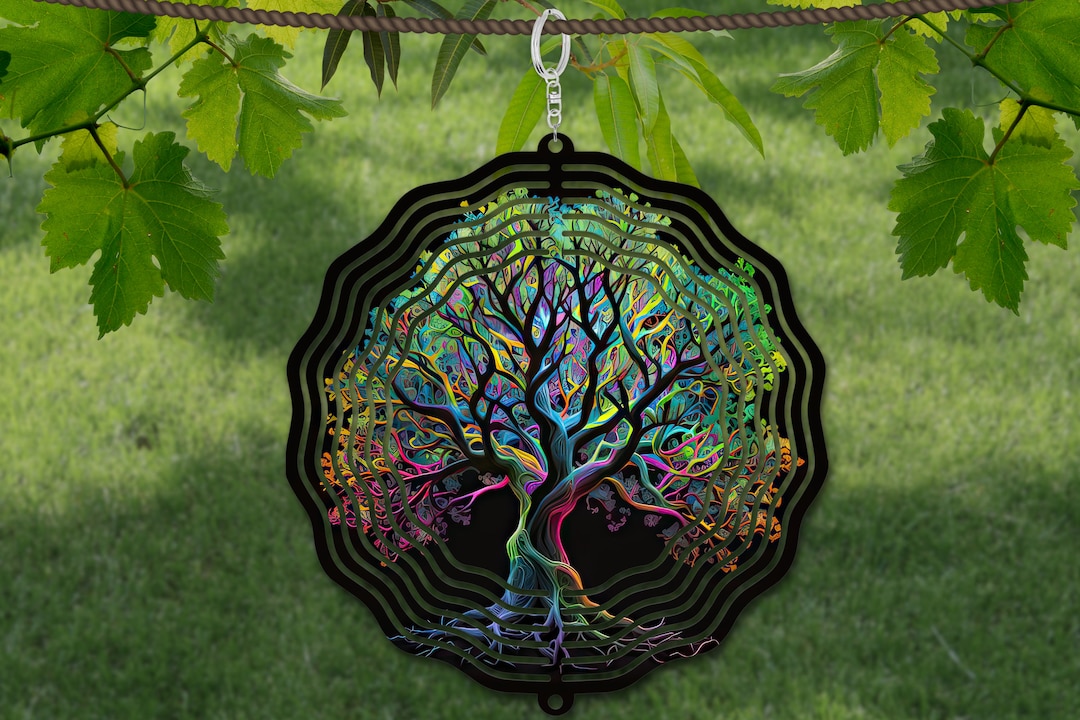 Black Neon Tree of Life Wind Spinner - Etsy