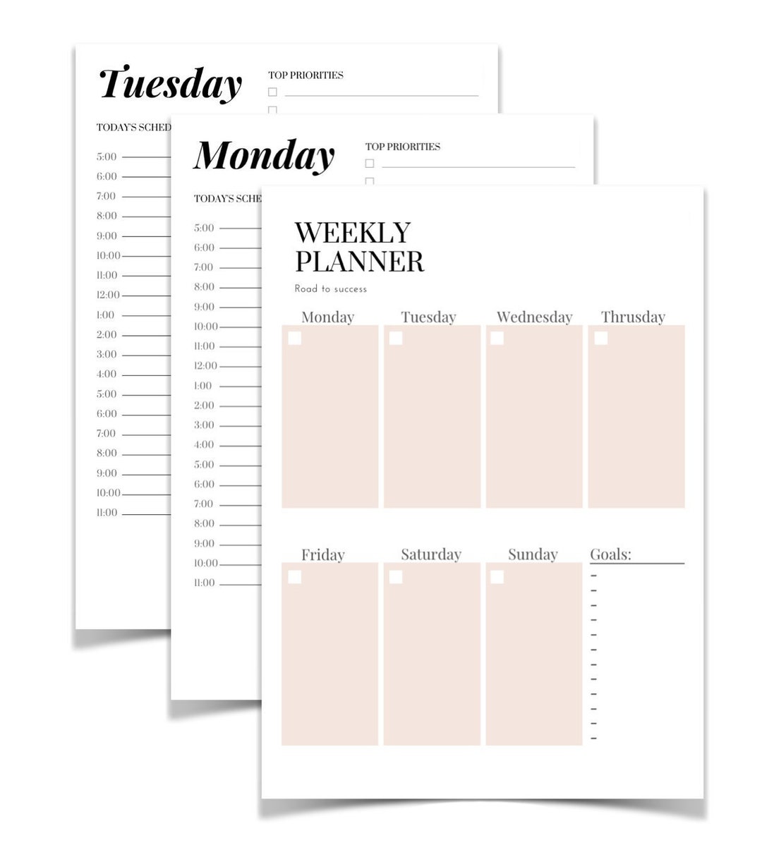 Complete Weekly Planner Printable, Instant Download, Simple and ...
