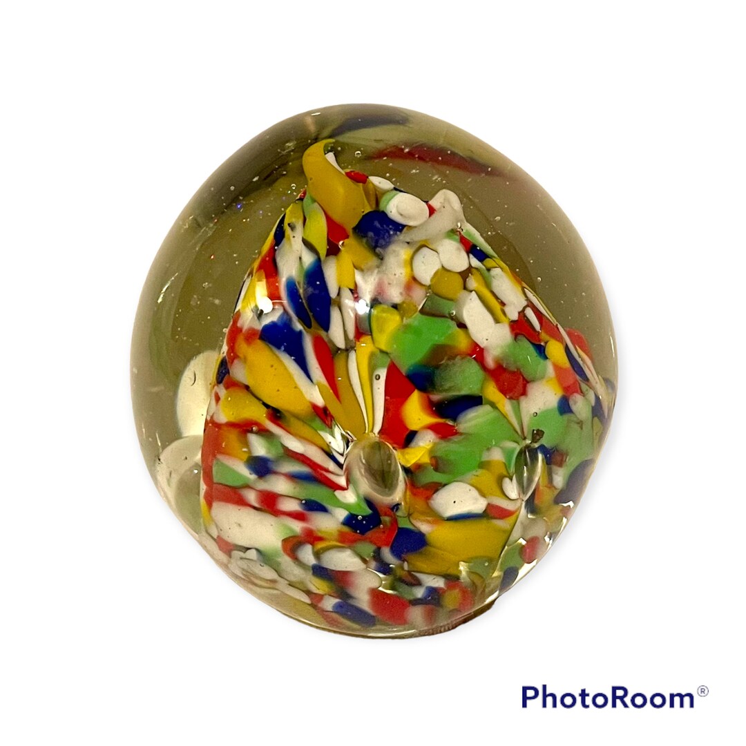 Vintage Hand-blown Glass Ball Paperweight - Etsy