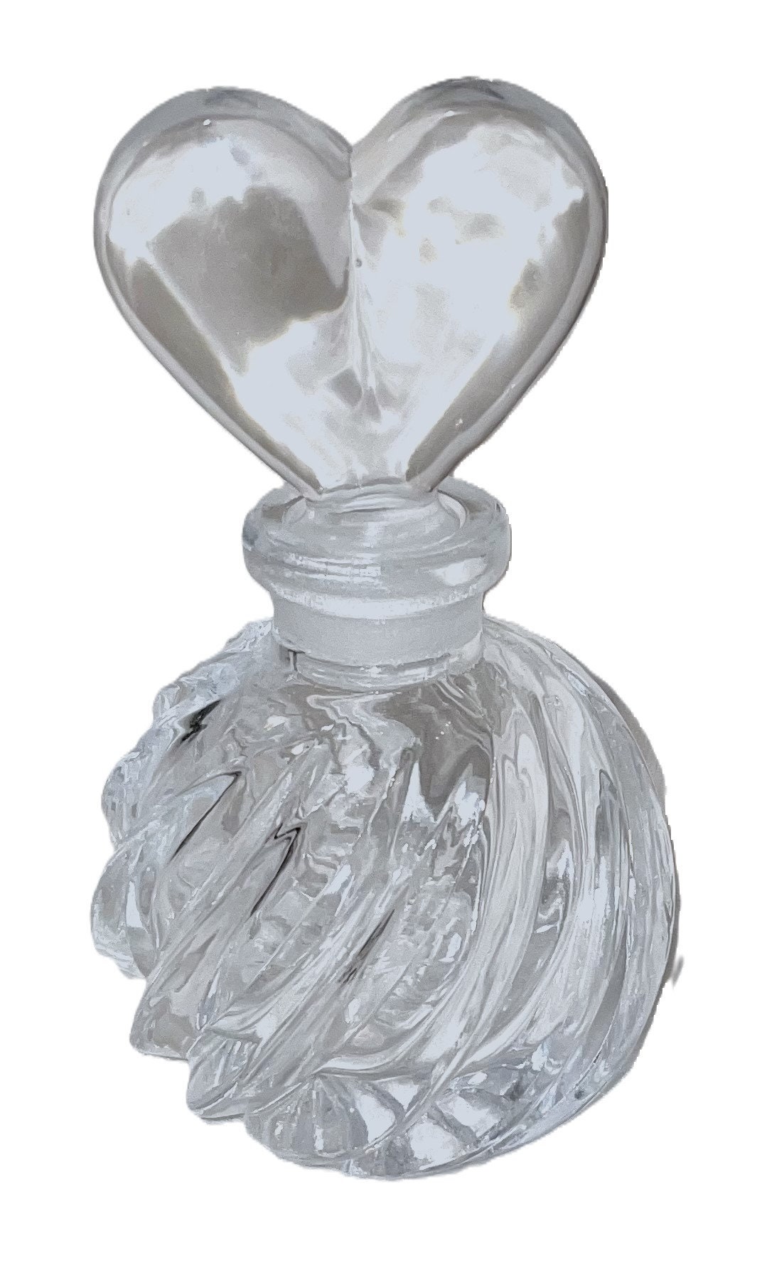 Vintage Glass Perfume Decanter Bottle With Heart-shaped Dauber Stopper ...
