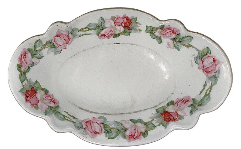 Vintage German Pink Rose Porcelain Decor Plate - Etsy