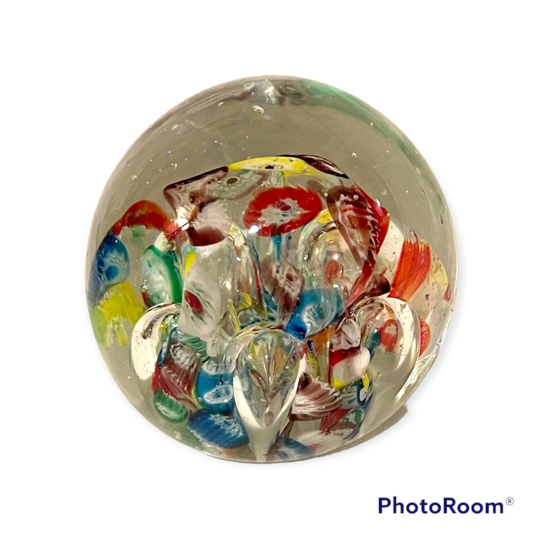 Vintage Hand-blown Glass Ball Paperweight - Etsy