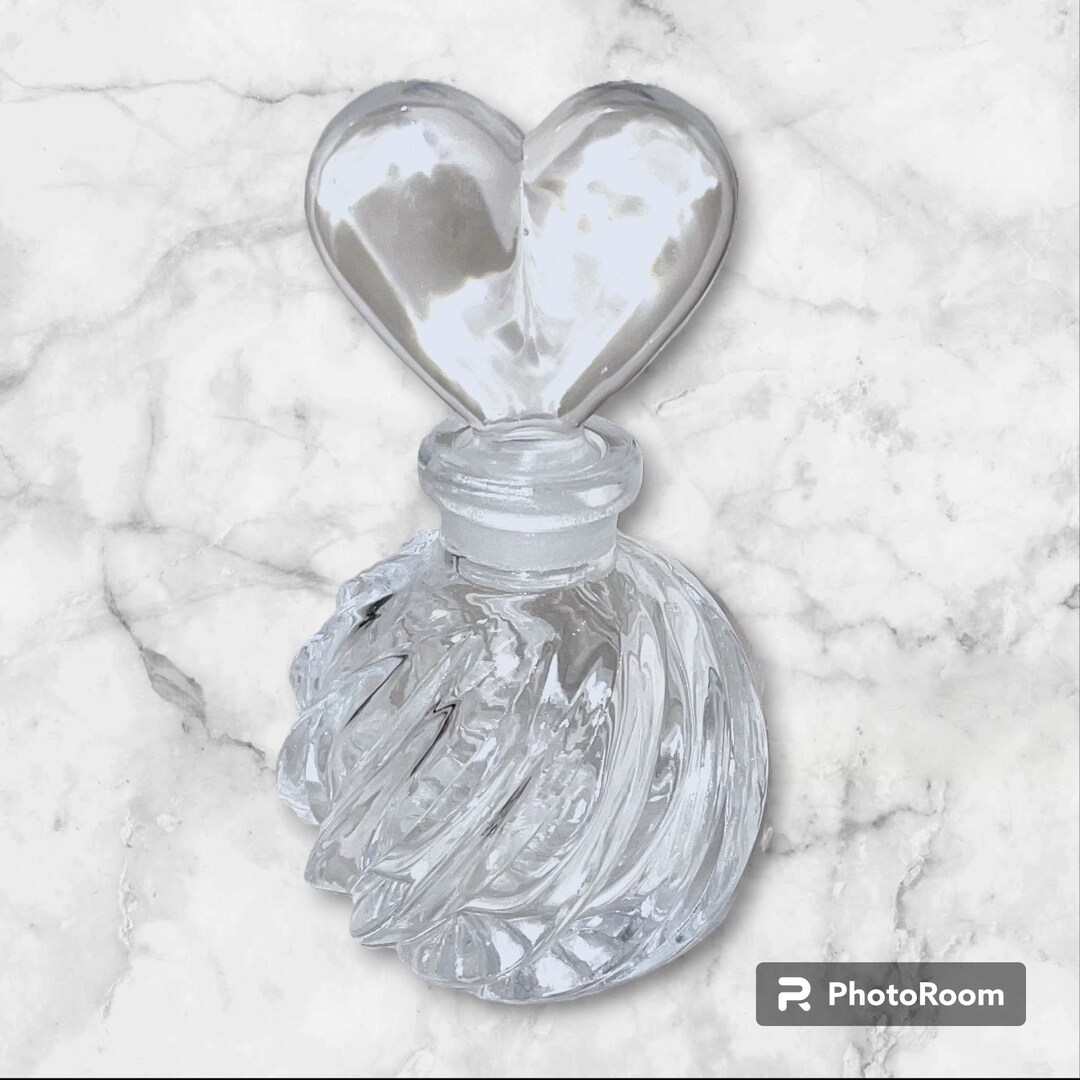 Vintage Glass Perfume Decanter Bottle With Heart-shaped Dauber Stopper ...