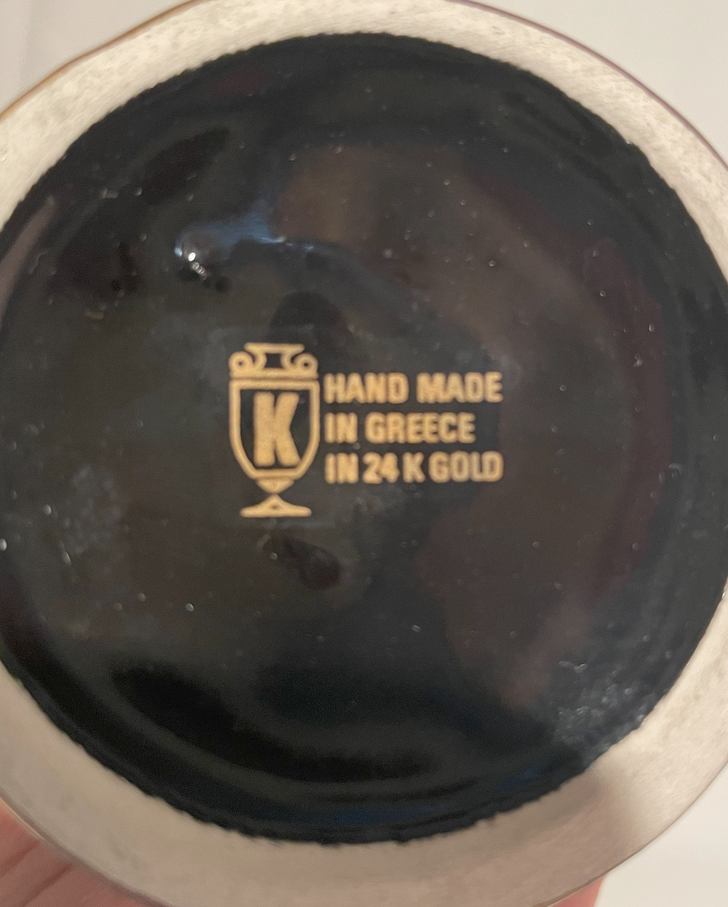 Vintage 24K Hand Made in Greece Black and Gold Vase - Etsy