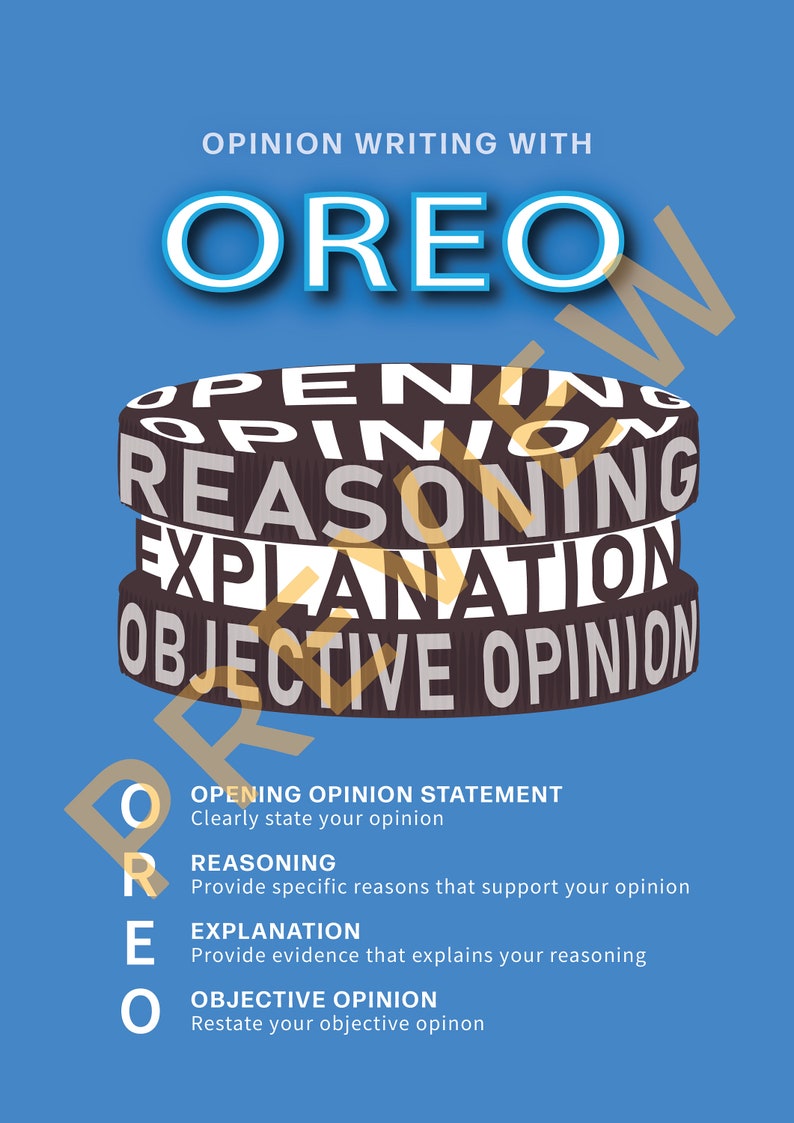 OREO Opinion Writing Worksheet & Poster - English Writing Tool ...