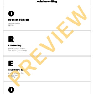 OREO Opinion Writing Worksheet & Poster - English Writing Tool ...