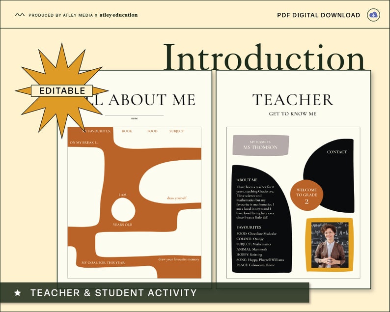 EDITABLE All About Me | Meet the Teacher Worksheets - Activity ...