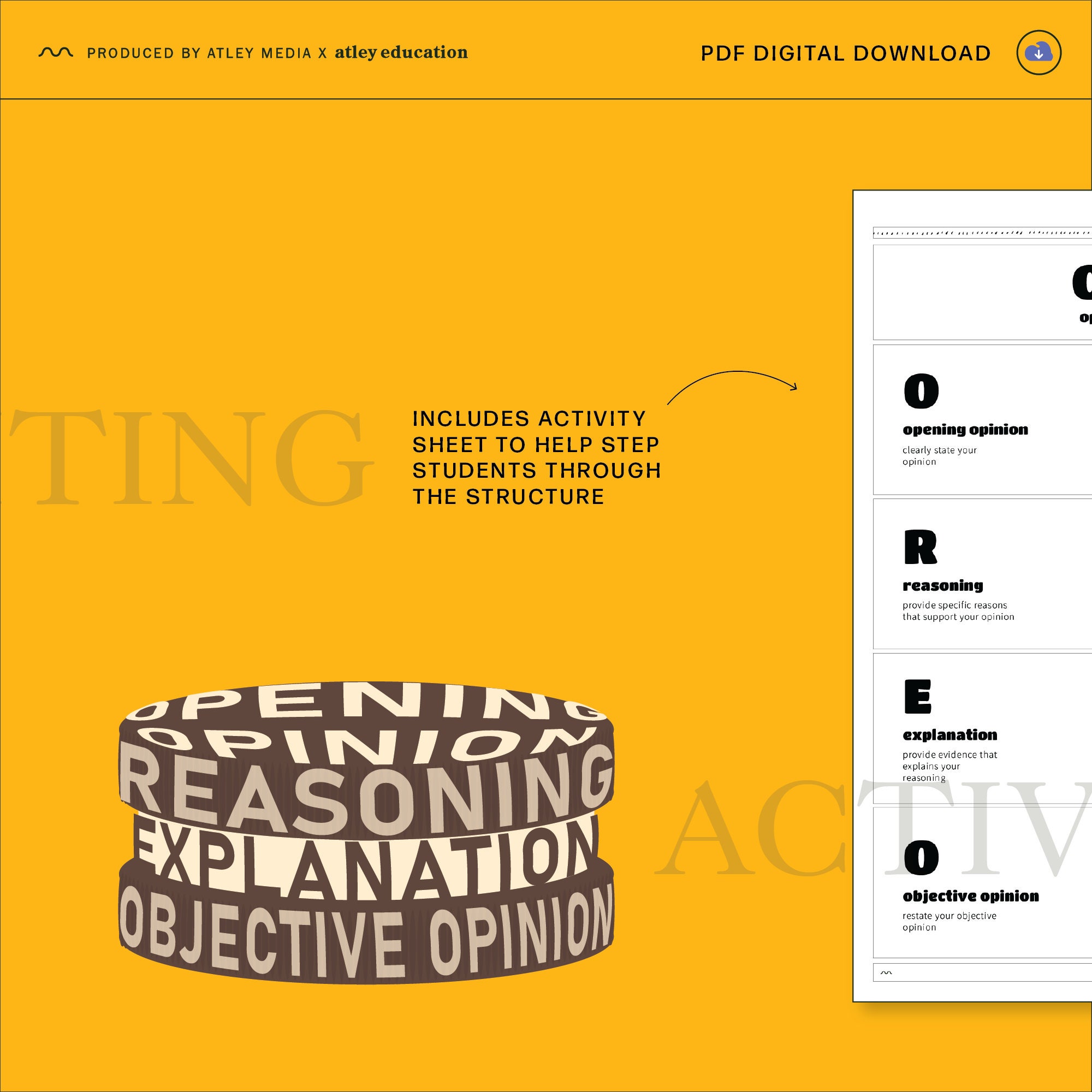 OREO Opinion Writing Worksheet & Poster English Writing Tool Paragraph ...