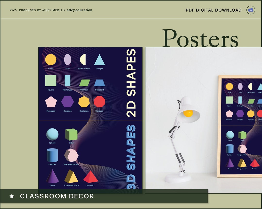2D and 3D Shapes A3 Math Classroom Poster - Colourful and Engaging ...