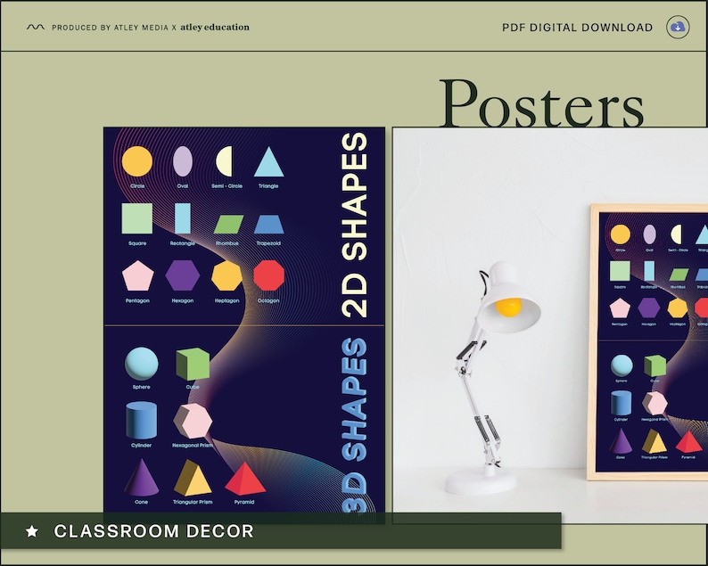 2D and 3D Shapes A3 Math Classroom Poster - Colourful and Engaging ...