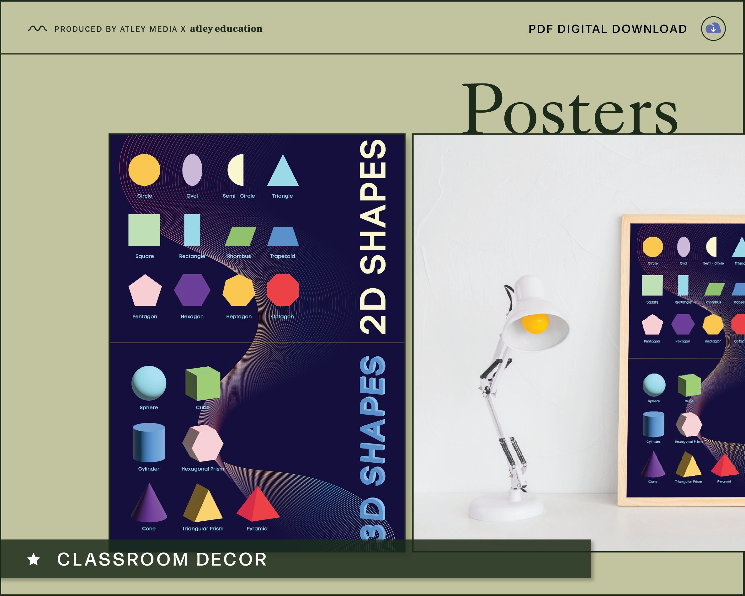 2D and 3D Shapes A3 Math Classroom Poster - Colourful and Engaging ...