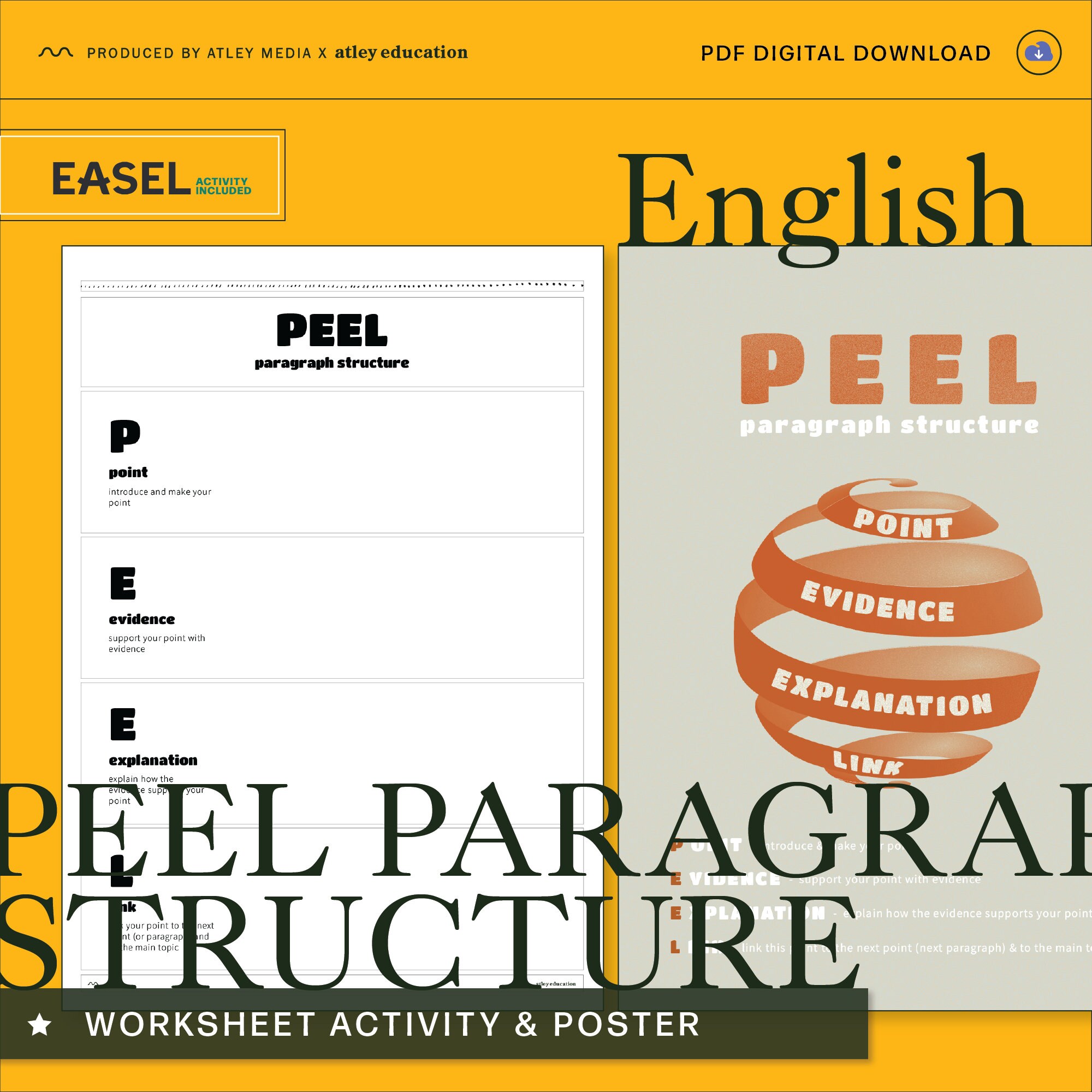 PEEL Paragraph Structure Activity & Classroom Poster - A4 PDF, Easily ...