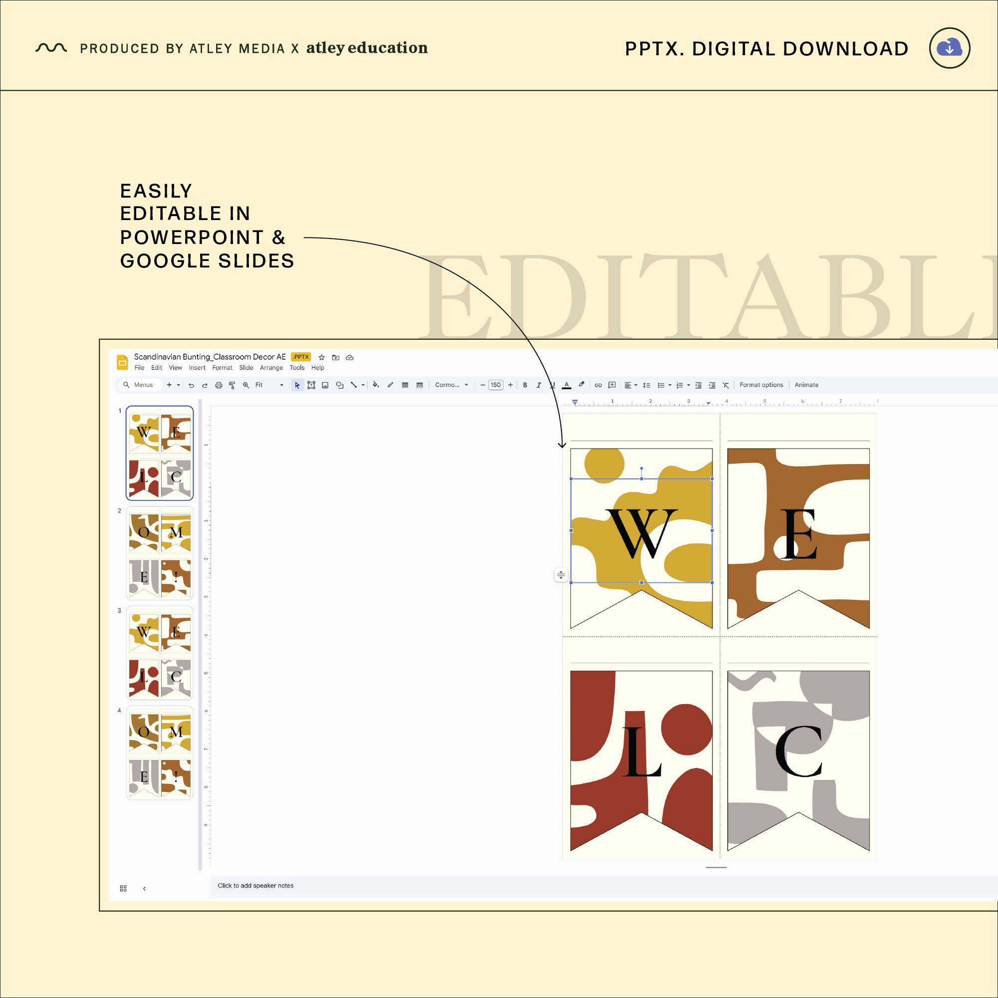 EDITABLE Bunting Classroom Décor Scandinavian Abstract Art Back to ...