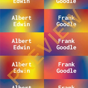 EDITABLE Gradient Name Plates, Labels, Name Tags & Table Numbers Back ...