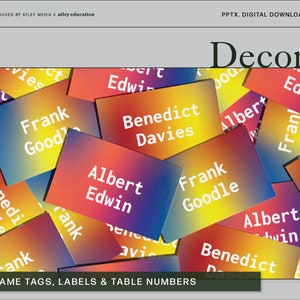 EDITABLE Gradient Name Plates, Labels, Name Tags & Table Numbers Back ...