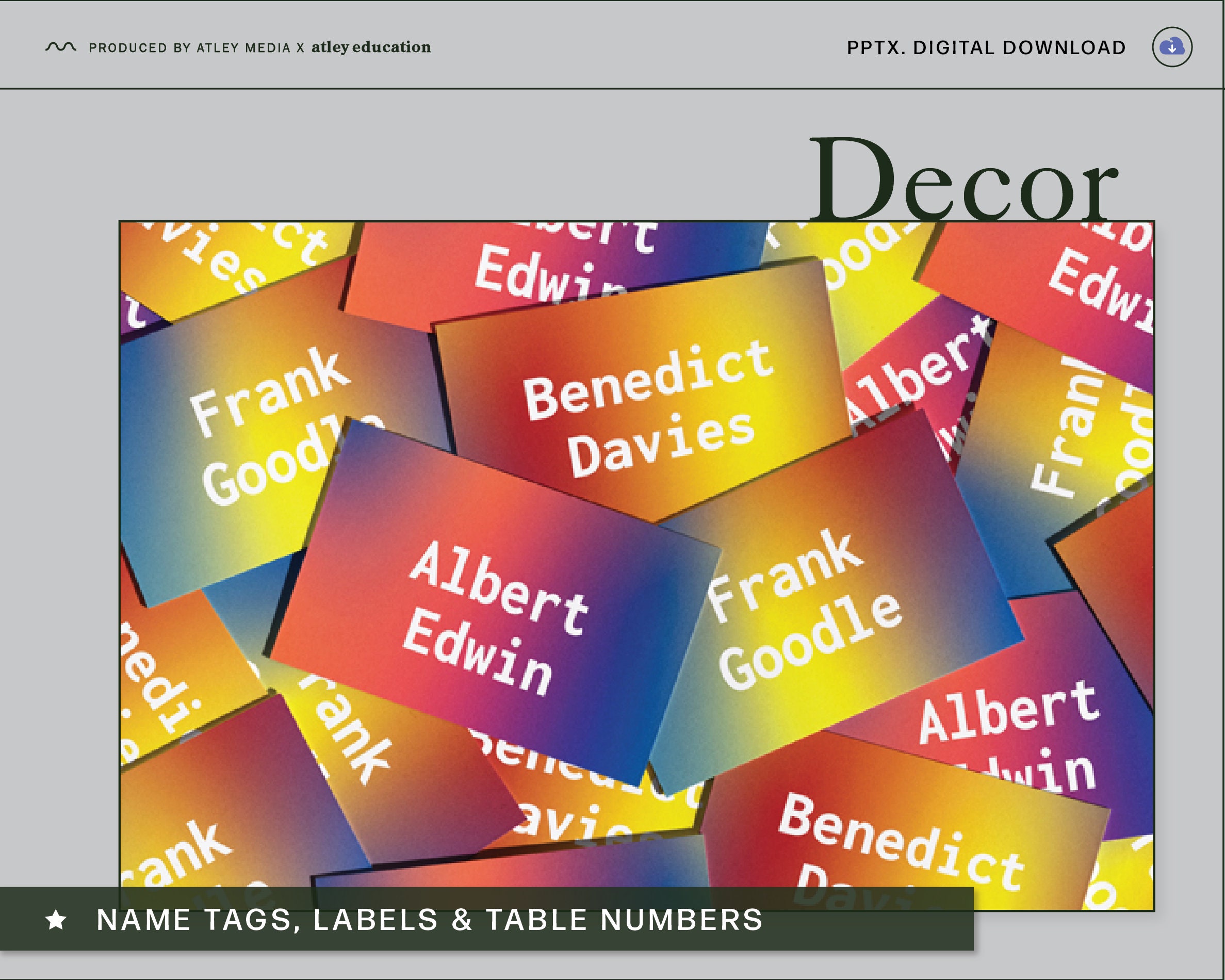 EDITABLE Gradient Name Plates, Labels, Name Tags & Table Numbers Back ...