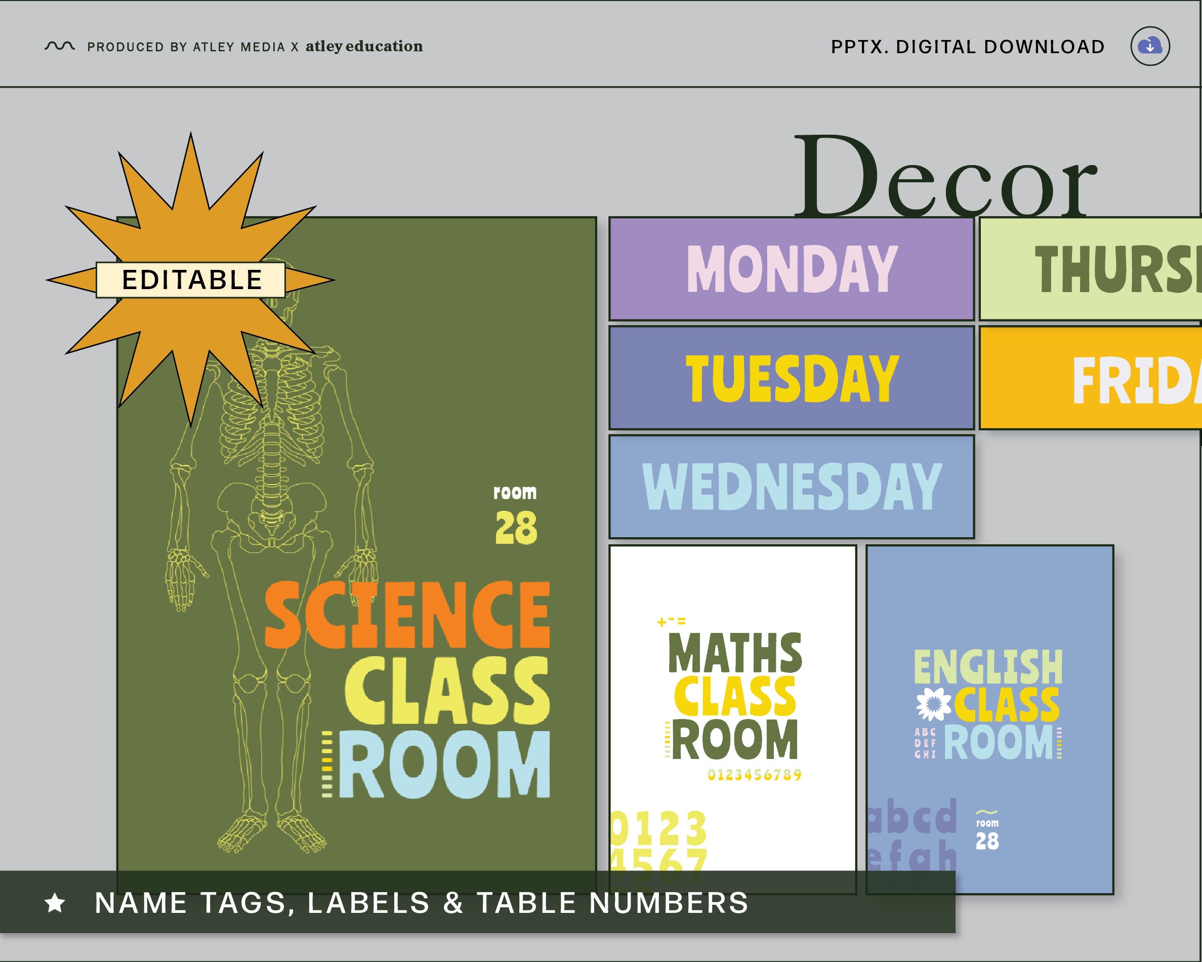 Classroom Signs | EDITABLE Room Number Labels With Days of the Week ...