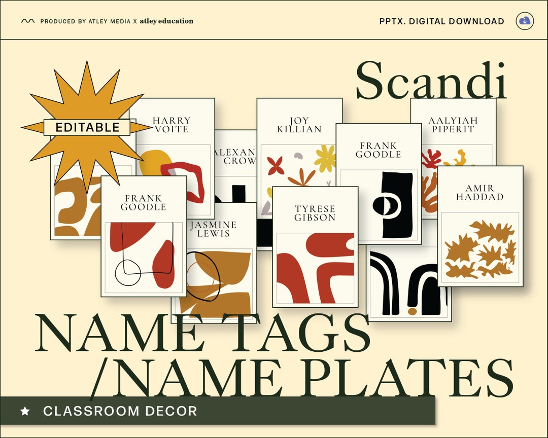 EDITABLE Name Tags - Scandinavian Art Design - Classroom Decor Back to ...