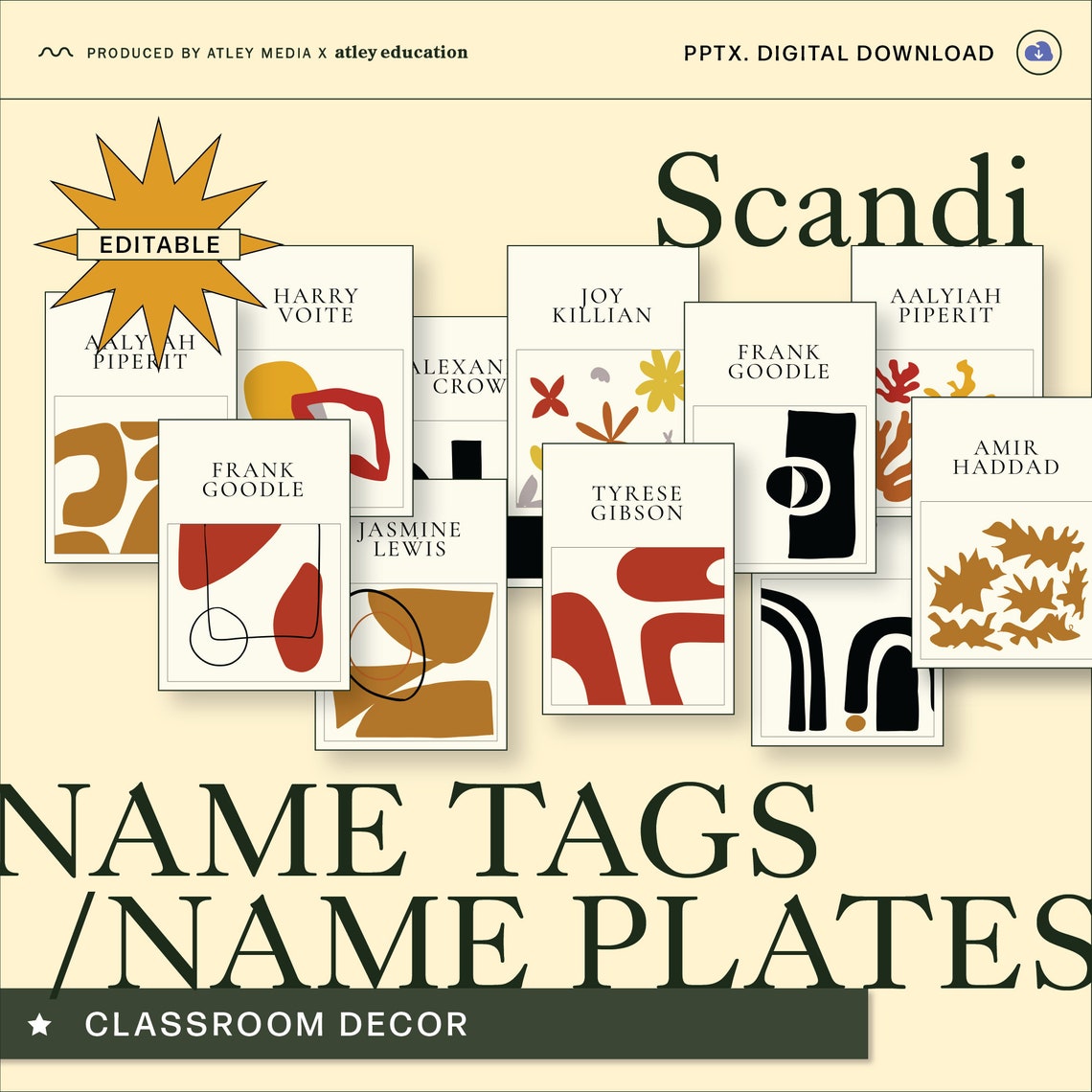 EDITABLE Name Tags Scandinavian Art Design Classroom Decor Back to ...