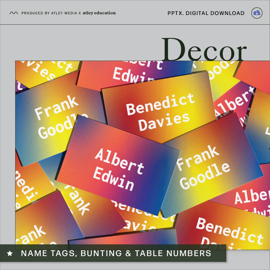 EDITABLE Gradient Name Plates, Labels, Name Tags & Table Numbers Back ...