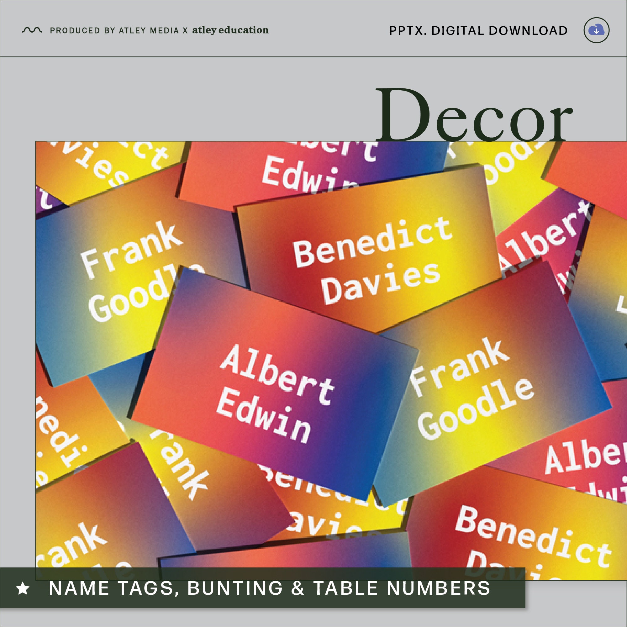 EDITABLE Gradient Name Plates, Labels, Name Tags & Table Numbers Back ...