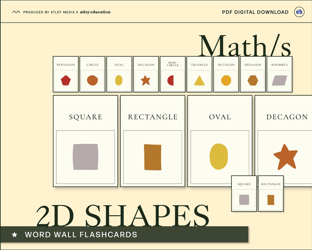 2D Shape Cards - Word Wall & Class Decoration - Scandinavian Abstract ...