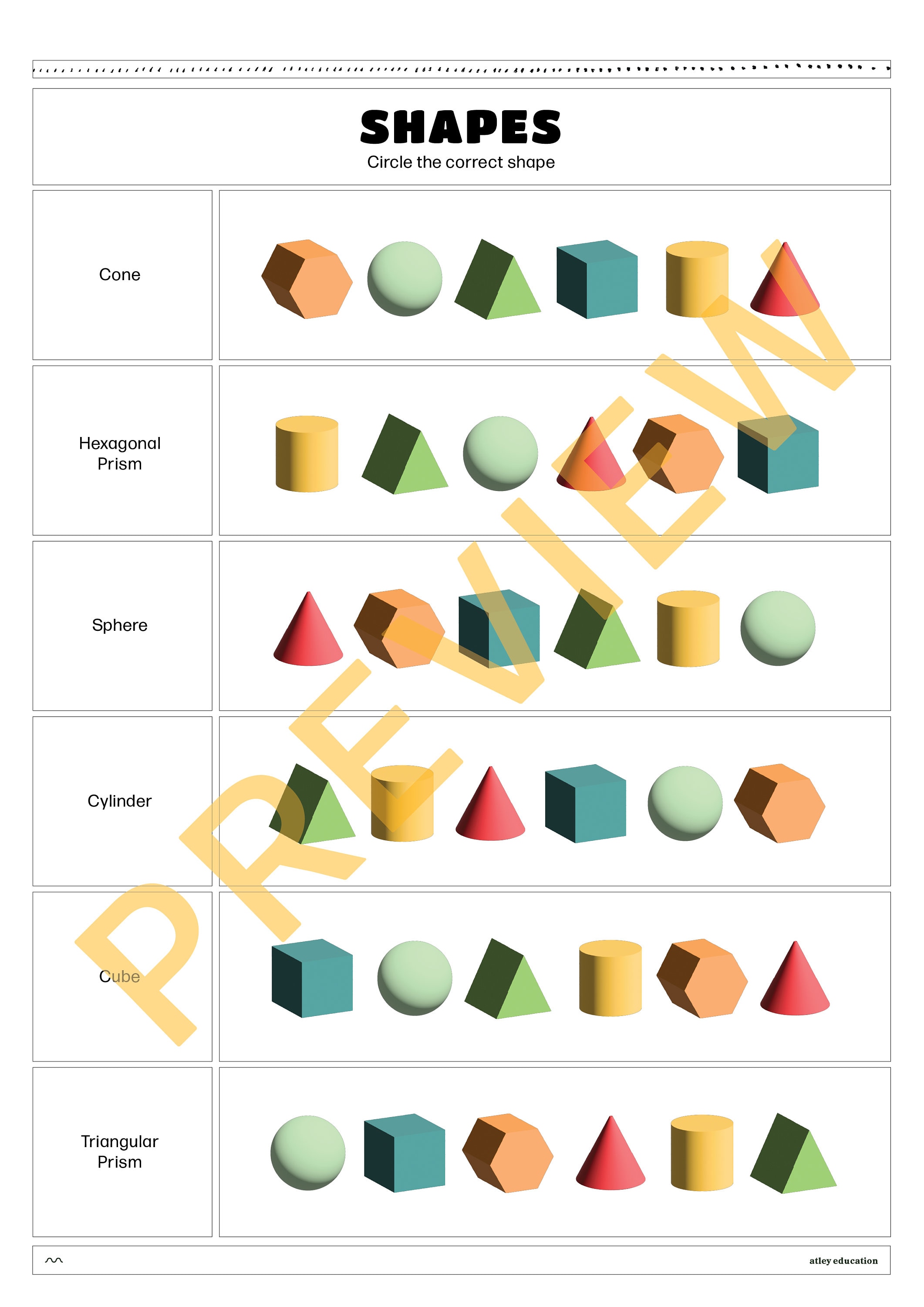 Learning Shapes Worksheets (2D and 3D Shapes) | Classroom Supplies ...