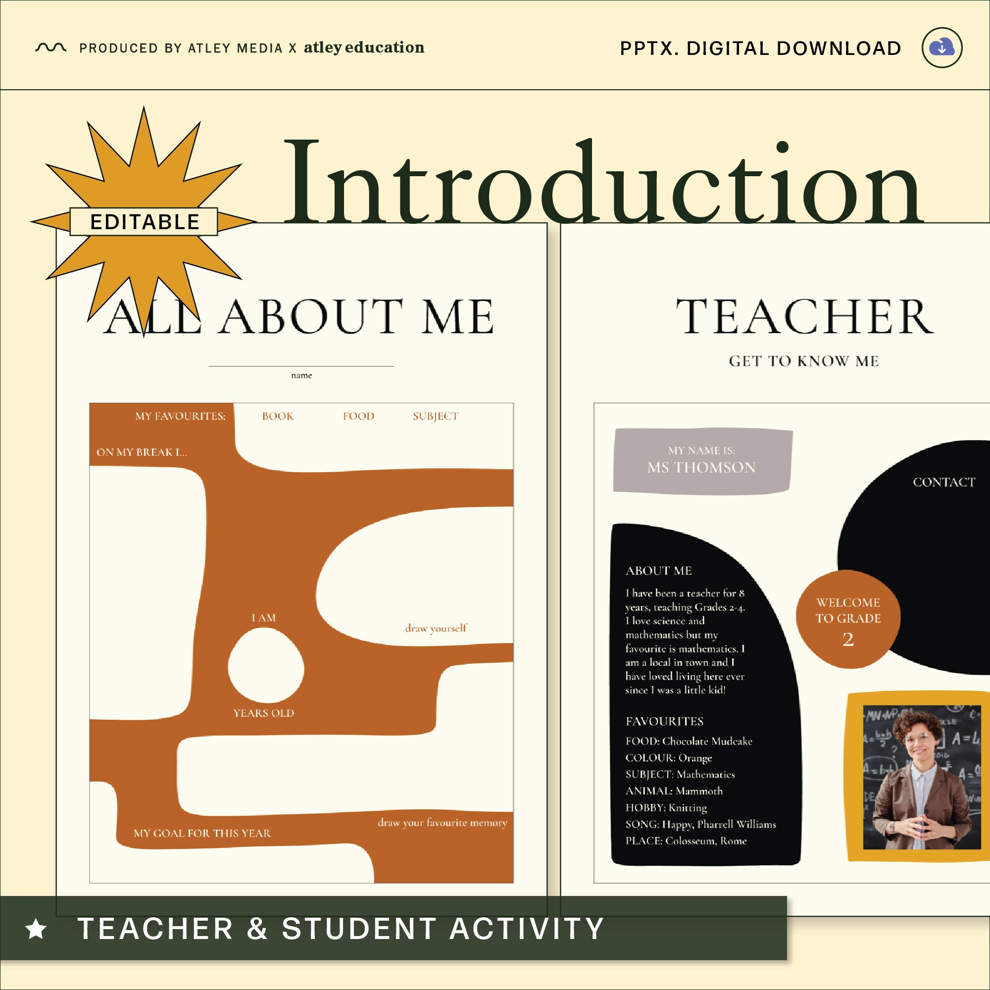 EDITABLE All About Me | Meet the Teacher Worksheets - Activity ...