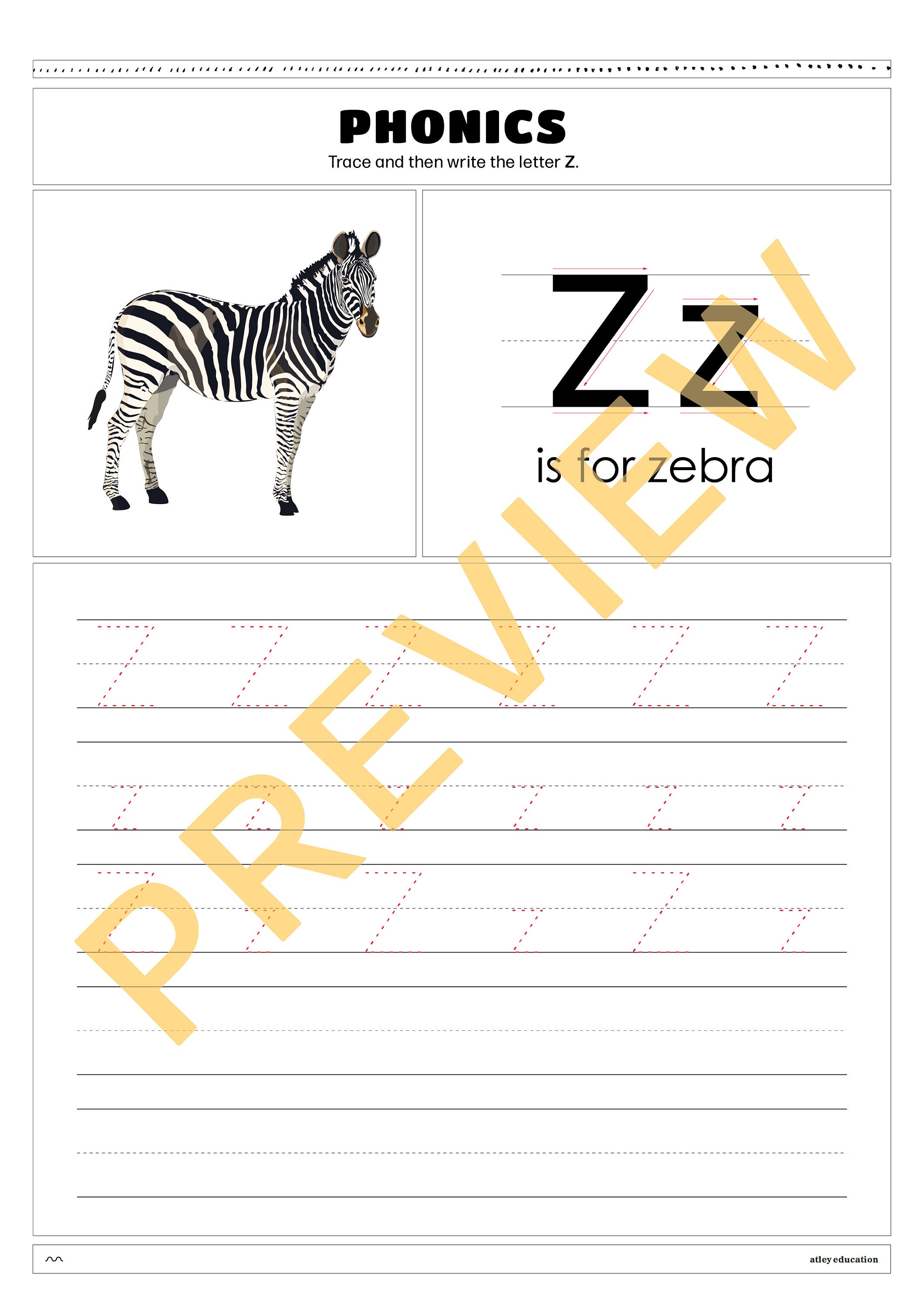 Phonics Animal Alphabet Tracing & Writing Worksheets Letter Formation ...