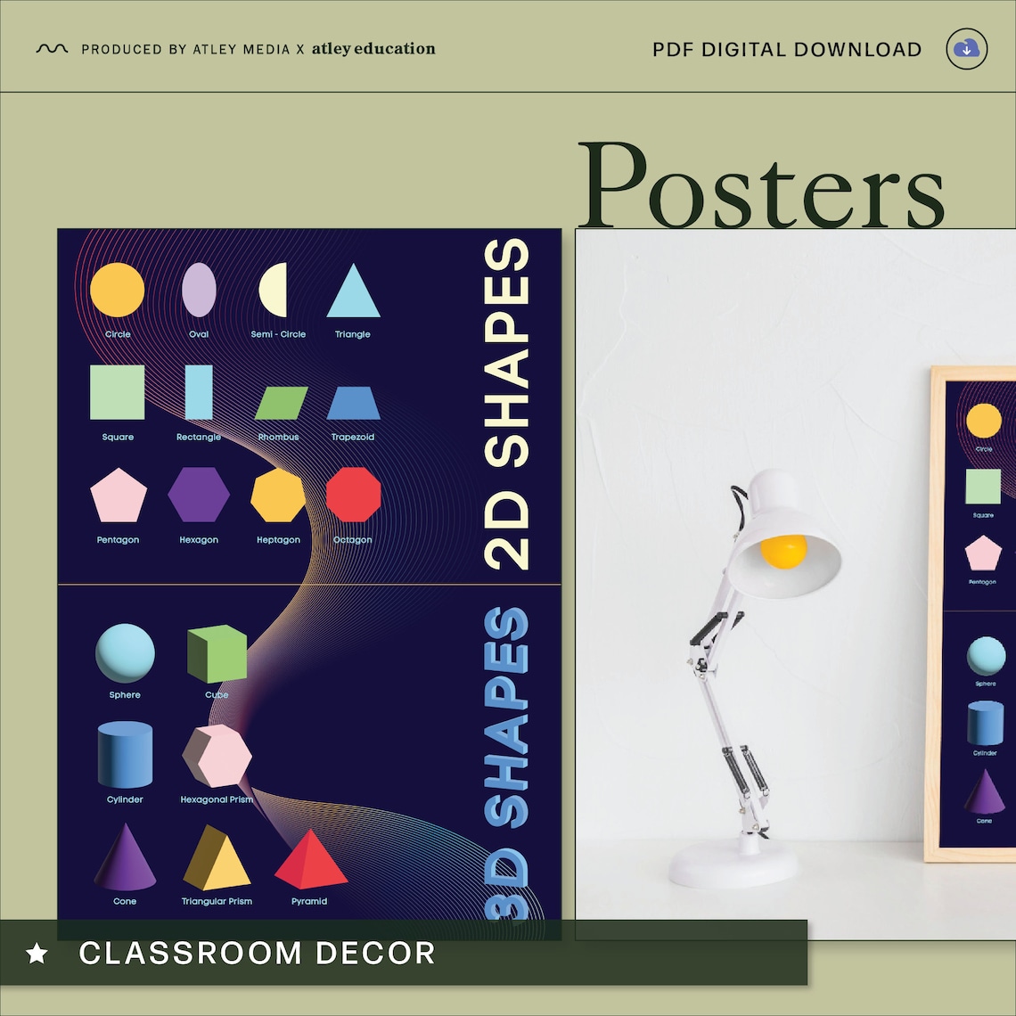 2D and 3D Shapes A3 Math Classroom Poster - Colourful and Engaging ...