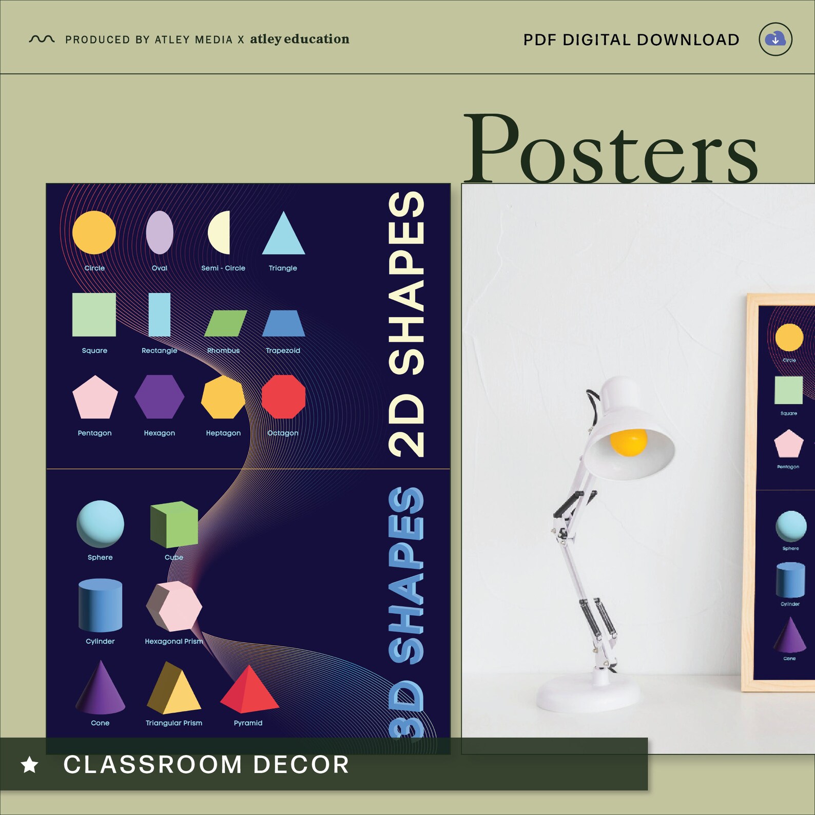 2D and 3D Shapes A3 Math Classroom Poster - Colourful and Engaging ...