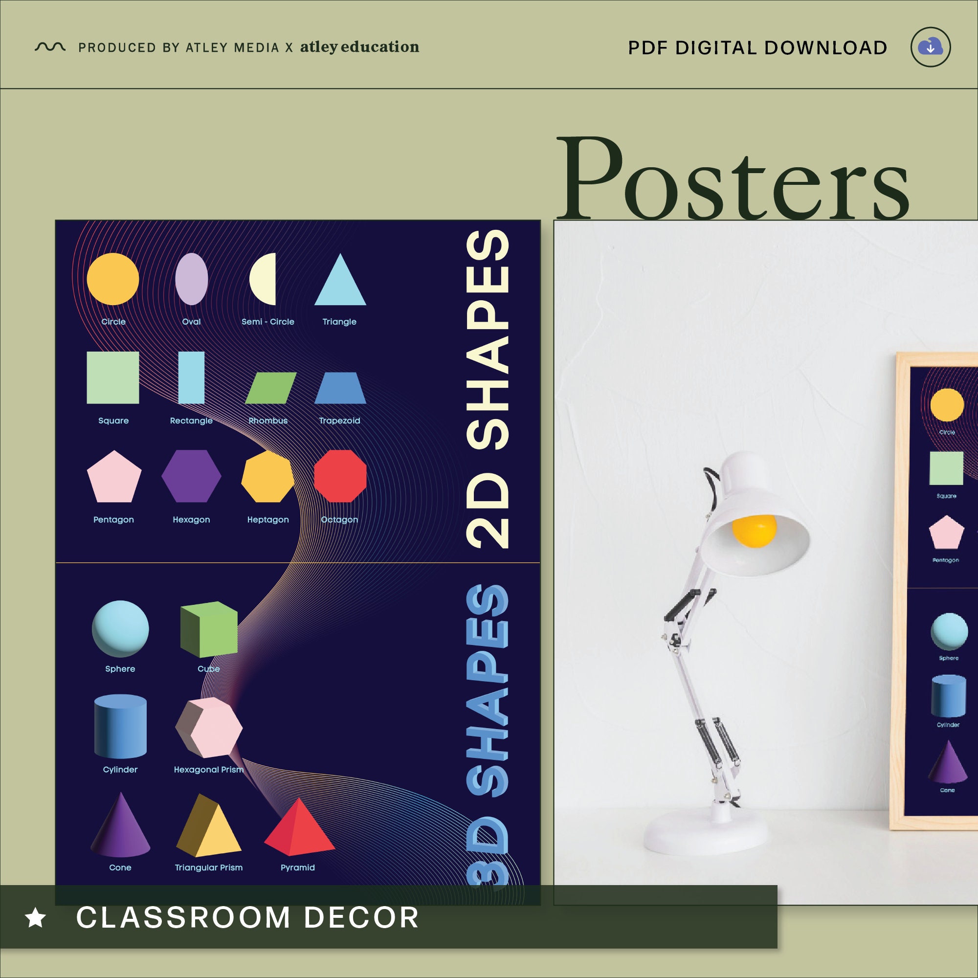 2D and 3D Shapes A3 Math Classroom Poster - Colourful and Engaging ...