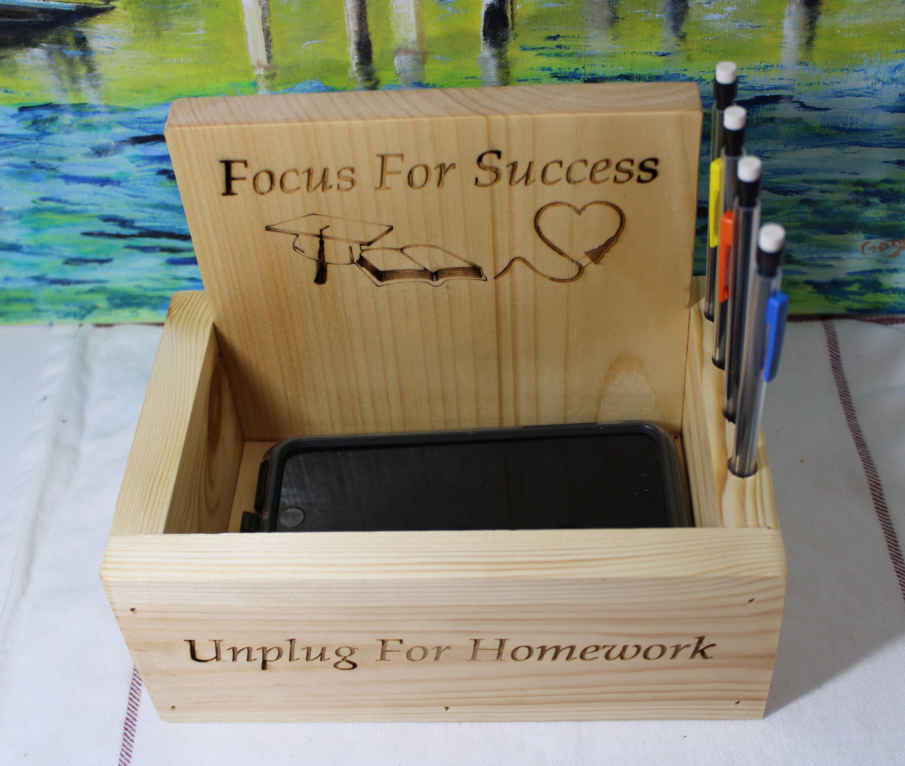 NEW - Unplug Cell Phone Drop Box - Personalized - Unplug for Homework ...