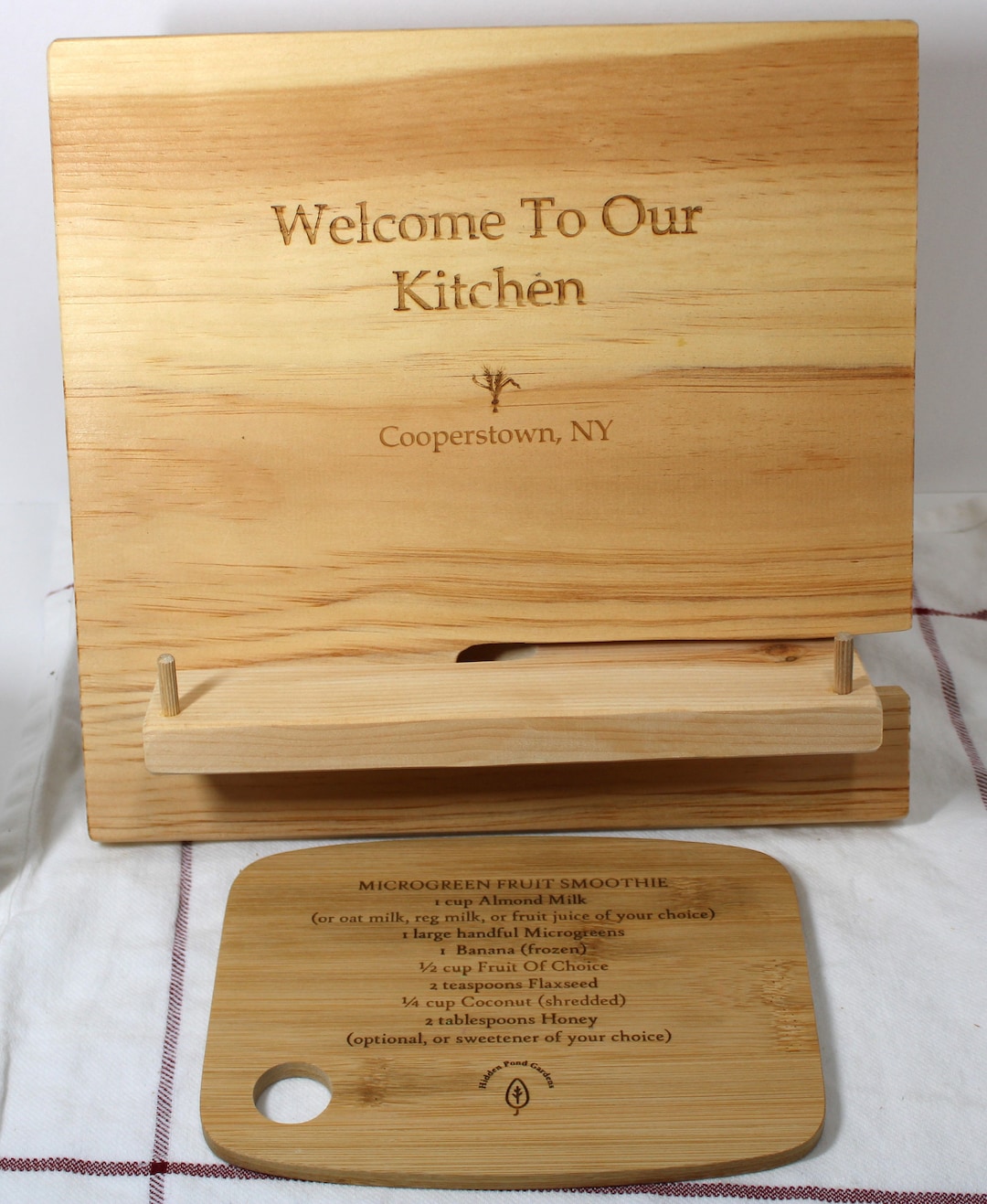 Personalized Cookbook Holder - With FREE Engraved Small Cutting Board ...