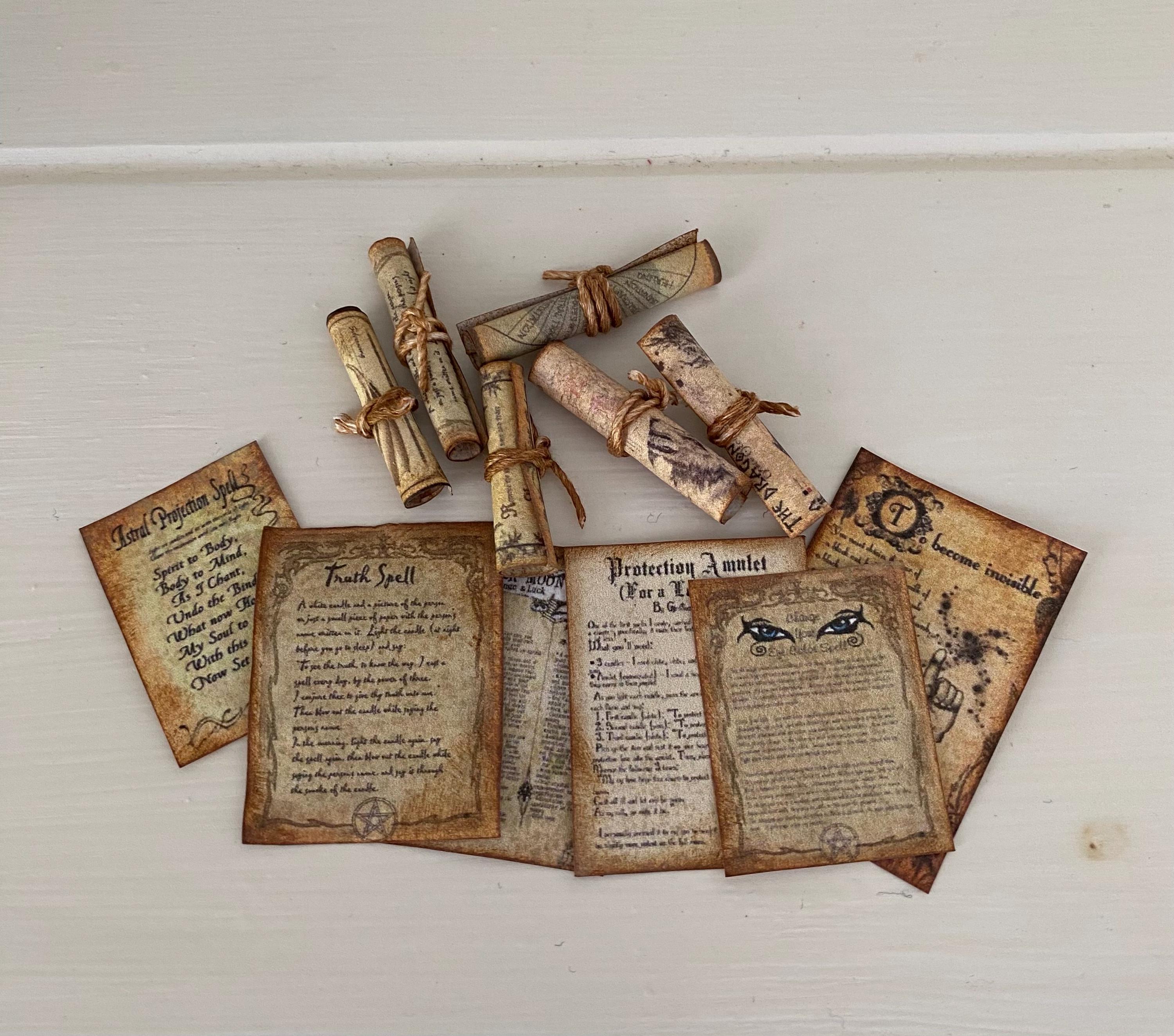 Dollhouse Miniature Halloween Witch Book and Scroll Set - Etsy