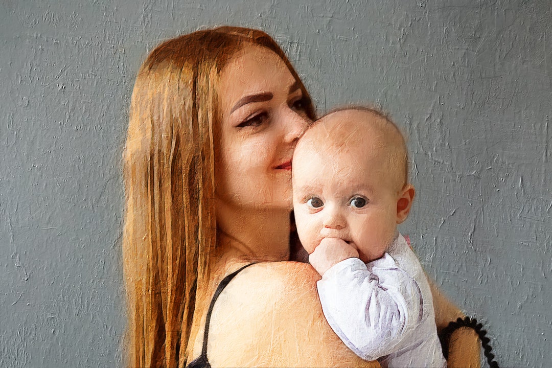 Gift for Mom, Family Painting From Photo, Custom Portrait for Mother's ...