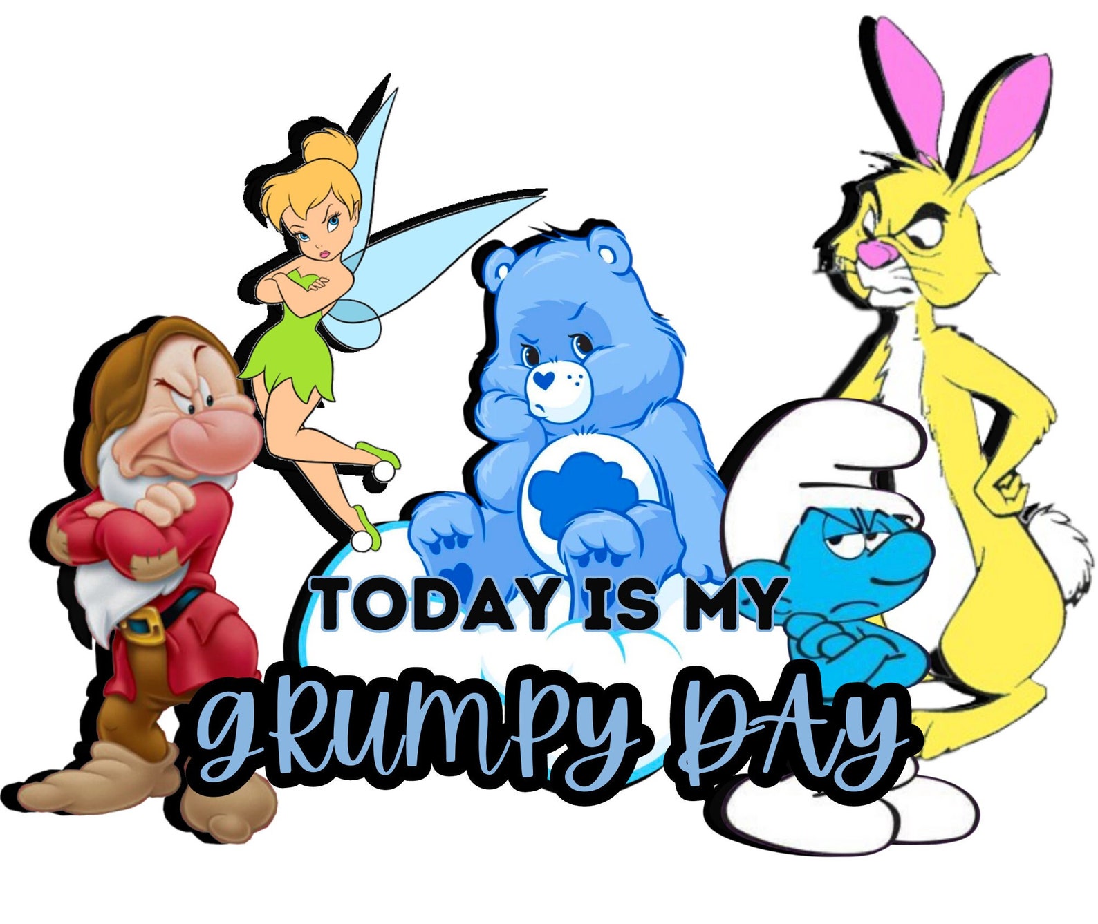 Grumpy Day Cartoon Character PNG - Etsy