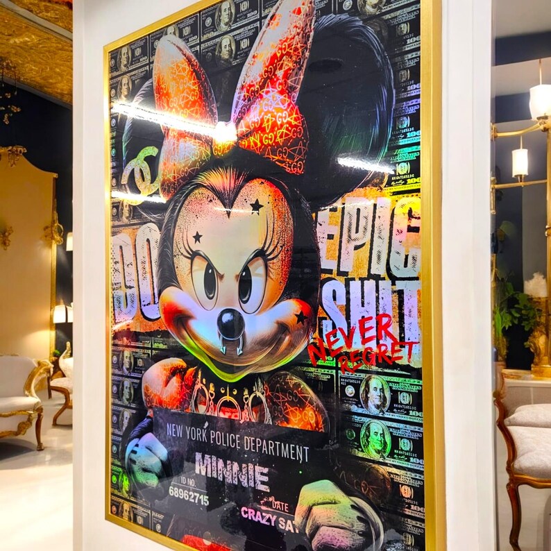 Minnie Mouse Mugshot Holographic Pop Art Wall Decor - Limited Edition ...