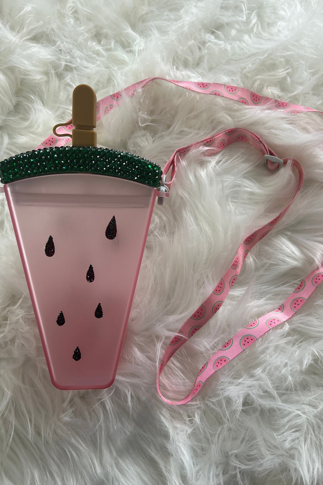 Watermelon Blinged Water Bottle With Pink Adjustable Strap - Etsy