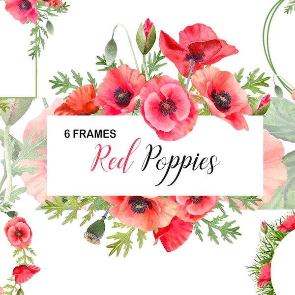 Poppy Border Clipart - Etsy Australia