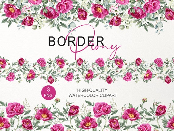 Hot Pink Flowers Border